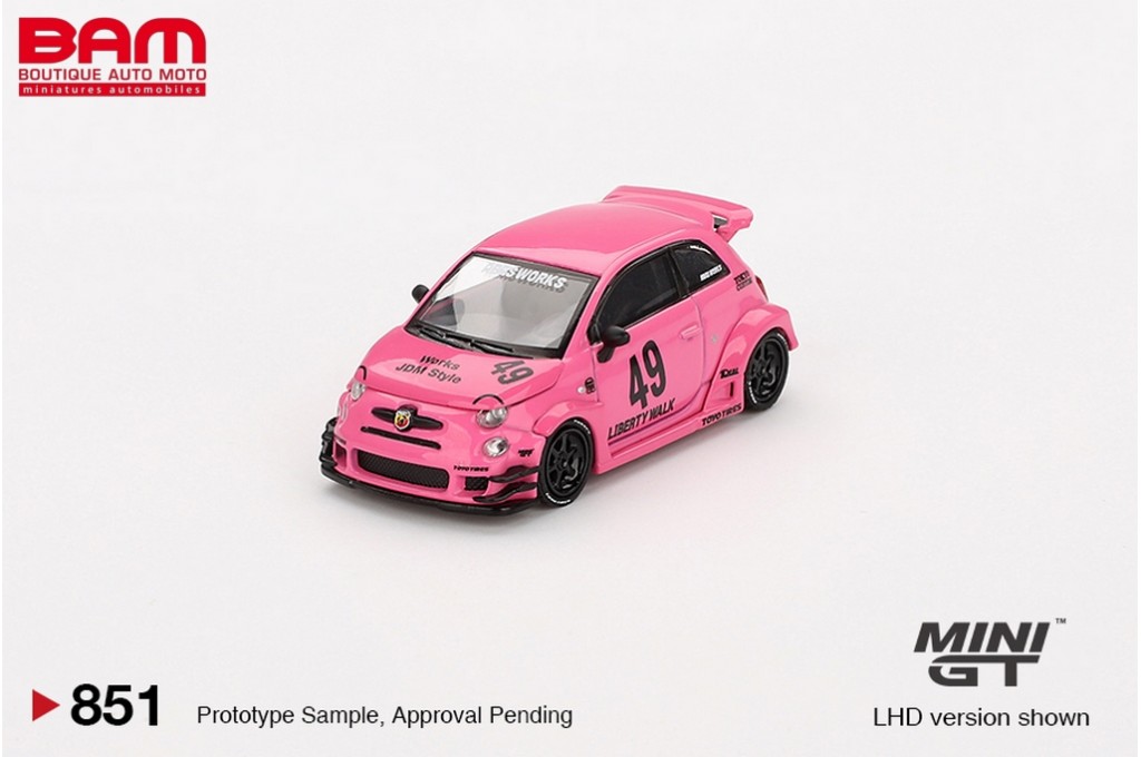 MINI GT MGT00851-L FIAT 595 Abarth LB-Works x Abas Works Pink 2024 1/64 ...