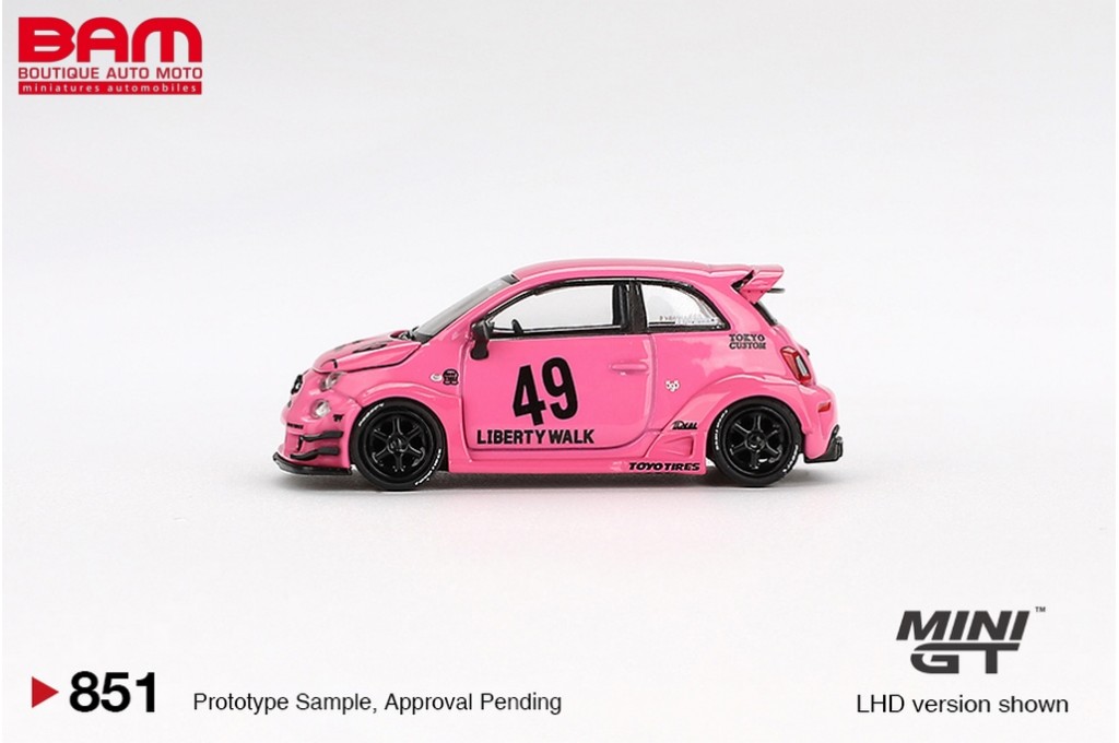 MINI GT MGT00851-L FIAT 595 Abarth LB-Works x Abas Works Pink 2024 1/64 ...